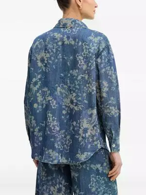 FRACOMINA Floral Print Denim Shirt