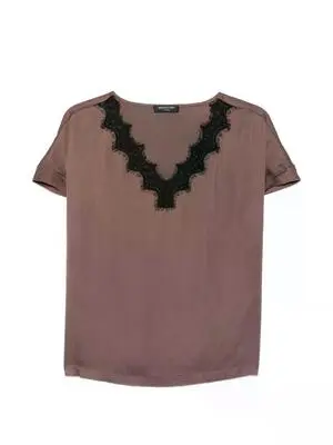 MARGITTES Lace-trimmed Blouse - Brown