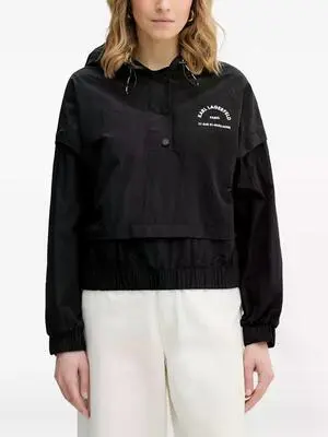 Karl Lagerfeld Logo Print Drawstring Hood Jacket - Black