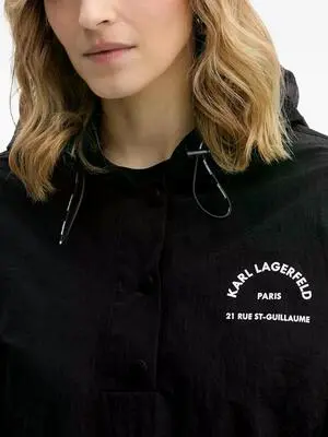 Karl Lagerfeld Logo Print Drawstring Hood Jacket