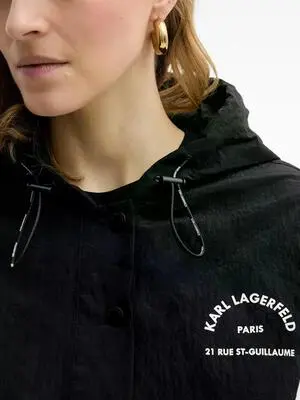 Karl Lagerfeld Logo Print Drawstring Hood Jacket