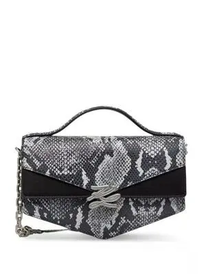 Karl Lagerfeld Snake-effect Logo Plaque Cross Body Bag - Black