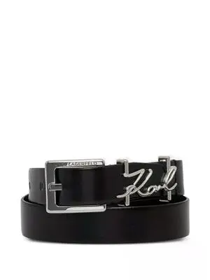Karl Lagerfeld Signature Logo Plaque Belt - Black