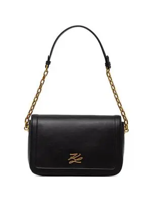 Karl Lagerfeld Logo Plaque Chain-link Shoulder Bag - Black