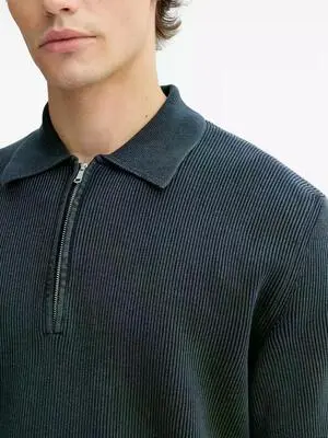 Marc O'polo Ribbed-knit Zip-fastening Polo Shirt
