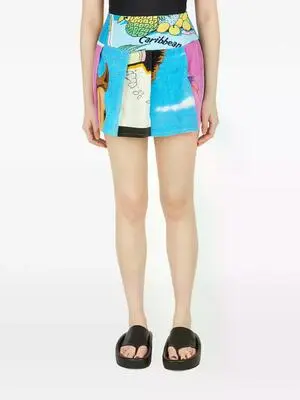 RAVE REVIEW Patchwork Mini Skirt - Blue
