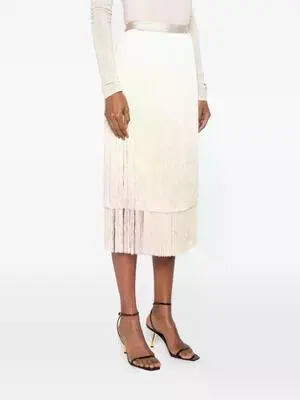 Elisabetta Franchi Fringed Layered Midi Skirt