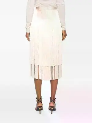 Elisabetta Franchi Fringed Layered Midi Skirt