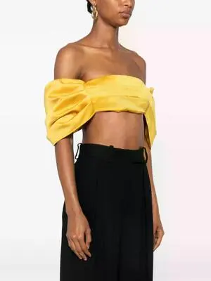 Elisabetta Franchi Off-the-shoulder Satin Crop Top