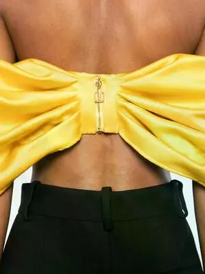 Elisabetta Franchi Off-the-shoulder Satin Crop Top
