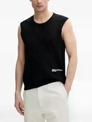 Karl Lagerfeld Logo-embroidered Sleeveless Vest - Black