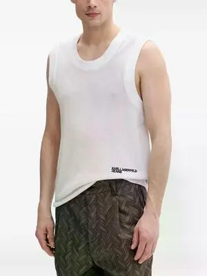 Karl Lagerfeld Logo-embroidered Open-knit Vest