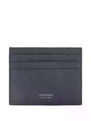 FERRAGAMO Gancini Grained-leather Cardholder - Blue