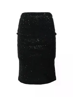Oscar De La Renta Knitted Sequin Midi Skirt