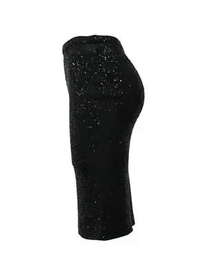 Oscar De La Renta Knitted Sequin Midi Skirt