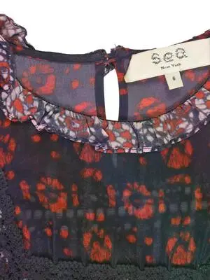 Sea Eloise Ruffled Printed Silk Blouse