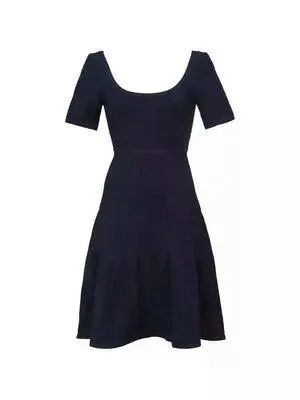 Herve Leger Scooped Neck Cable-knit Dress - Blue