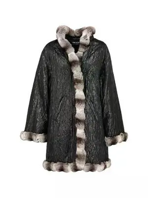 MARIO BORSATO VINTAGE Moiré-effect Coat With Fur Trim