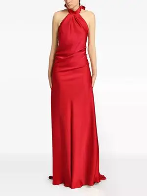 MIAU BY CLARA ROTESCU Hvar Halterneck Backless Maxi Dress