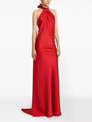 MIAU BY CLARA ROTESCU Hvar Halterneck Backless Maxi Dress