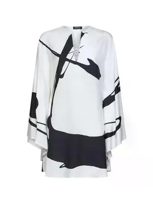Kiton Graphic Print Silk Blouse