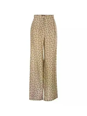 Max Mara Silk Paisley Print Palazzo Pants - Neutrals