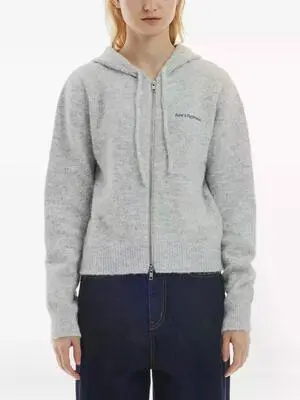 REST&RECREATION Hairy-knit Zip-up Hoodie - Grey