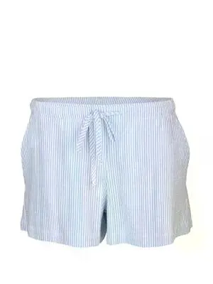 THE LADY AND THE SAILOR Flutter Striped Seersucker Shorts - Blue