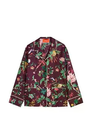 La DoubleJ Floral Print Blouse With Contrast Piping - Purple
