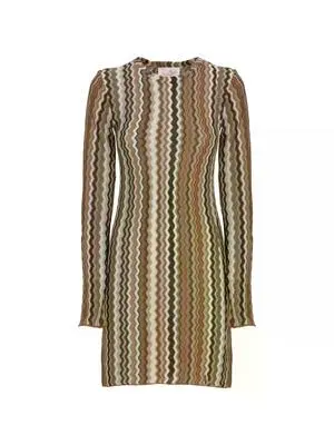 MC2 SAINT BARTH Chevron Knit Mini Dress - Brown