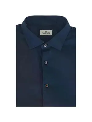 ALESSANDRO GHERARDI Classic-collar Curved-hem Shirt - Blue
