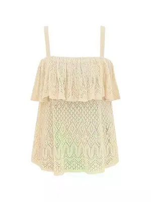 Zimmermann Mahon Ruffled Pointelle-knit Top