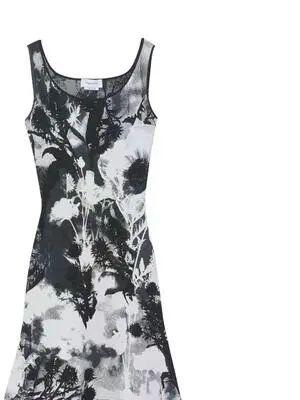 Alexander McQueen Floral Intarsia Sleeveless Midi Dress - Black