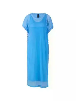 MARCCAIN Mesh Overlay Midi Dress - Blue