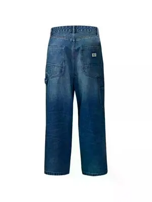 R13 Pleated Faded-effect Jeans