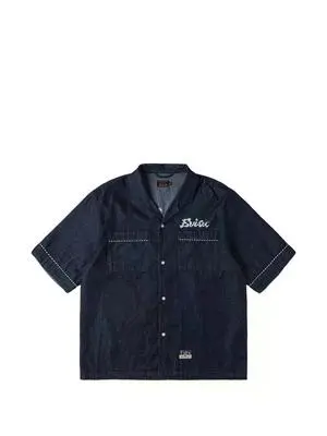 EVISU Logo-embroidered Short-sleeve Shirt - Blue