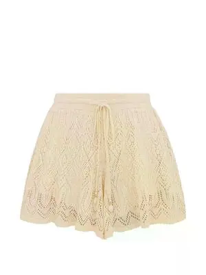 Zimmermann Mahon Crochet-knit Drawstring Shorts - Beige