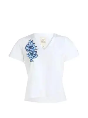Cinq À Sept Floral Appliqué V-neck T-shirt
