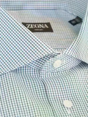 Zegna Check-pattern Spread-collar Shirt
