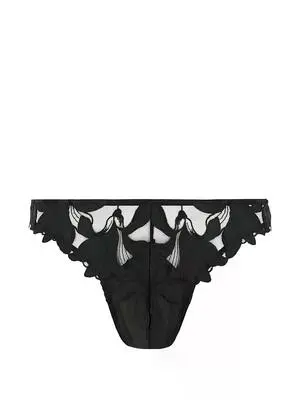 FLEUR DU MAL Lily Embroidered Thong - Black