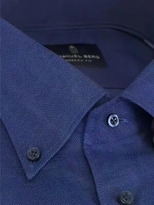 EMANUEL BERG Textured Button-down Shirt - Blue