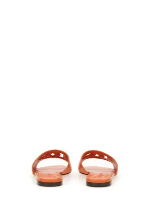 Dolce & Gabbana Logo Slide Sandals - Orange