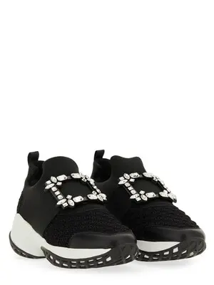 ROGER VIVIER Viv Run Buckled Sneakers - Black