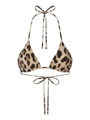 Dolce & Gabbana Leopard Print Triangle Bikini Top