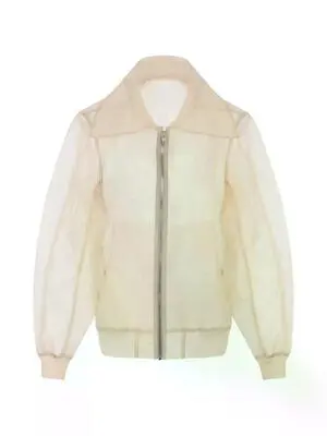 Rick Owens Beige Sheer Zip-up Jacket - Neutrals