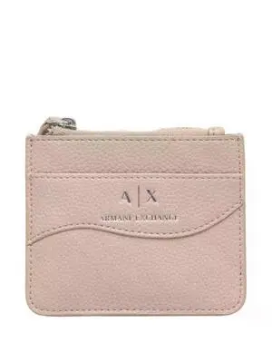 Armani Exchange Logo-plaque Pebbled-effect Cardholder - Neutrals