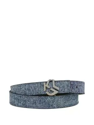 Karl Lagerfeld Monogram Buckle Denim Belt - Blue