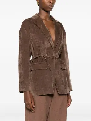 Brunello Cucinelli Velvet Belted Jacket - Brown