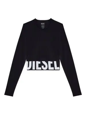 DIESEL® Logo Cropped Long Sleeve Top - Black
