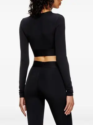 DIESEL® Logo Cropped Long Sleeve Top - Black